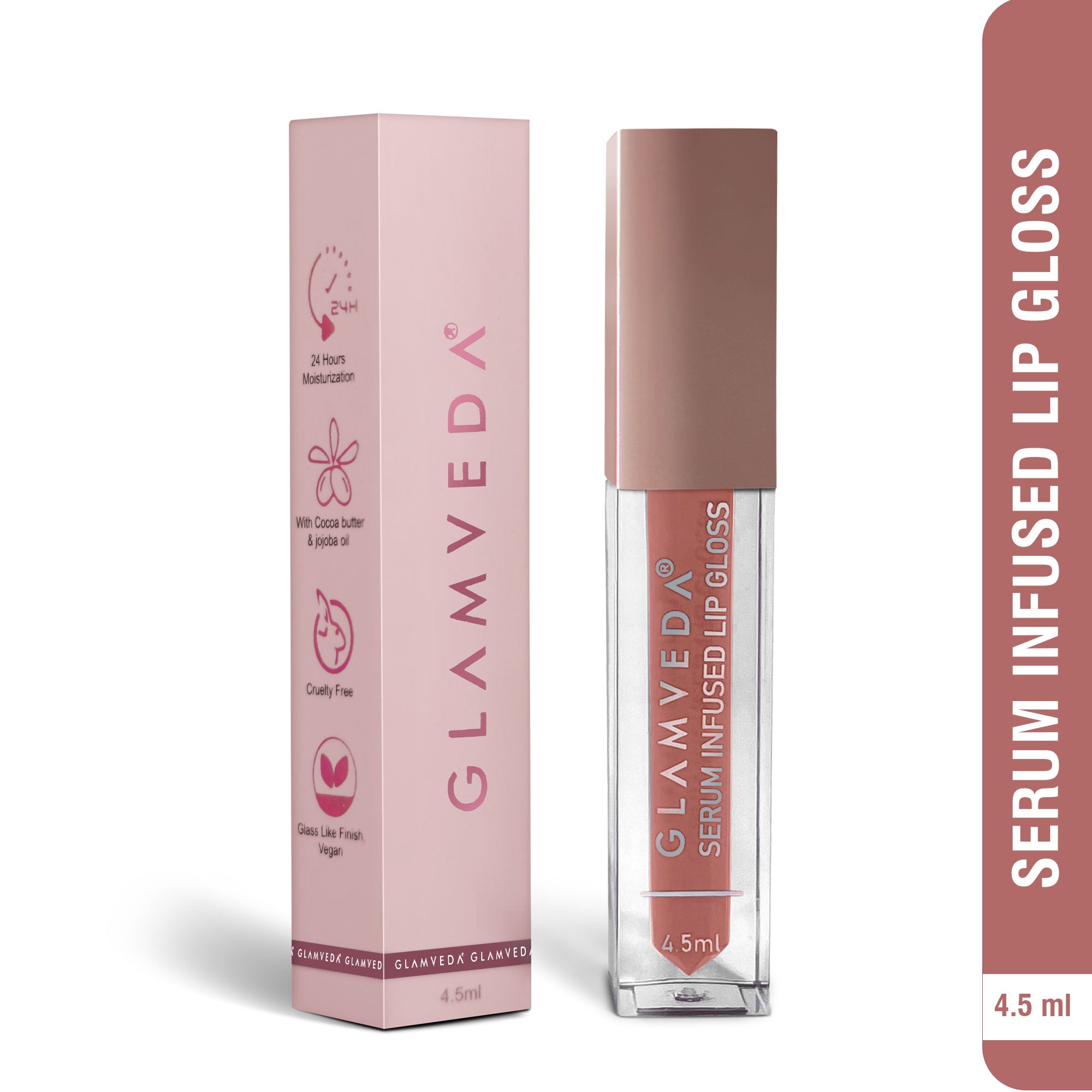 Glamveda High Shine Serum Infused Lip Gloss - Nude Shade (Tempted - 112), Lip Gloss With Glossy ...