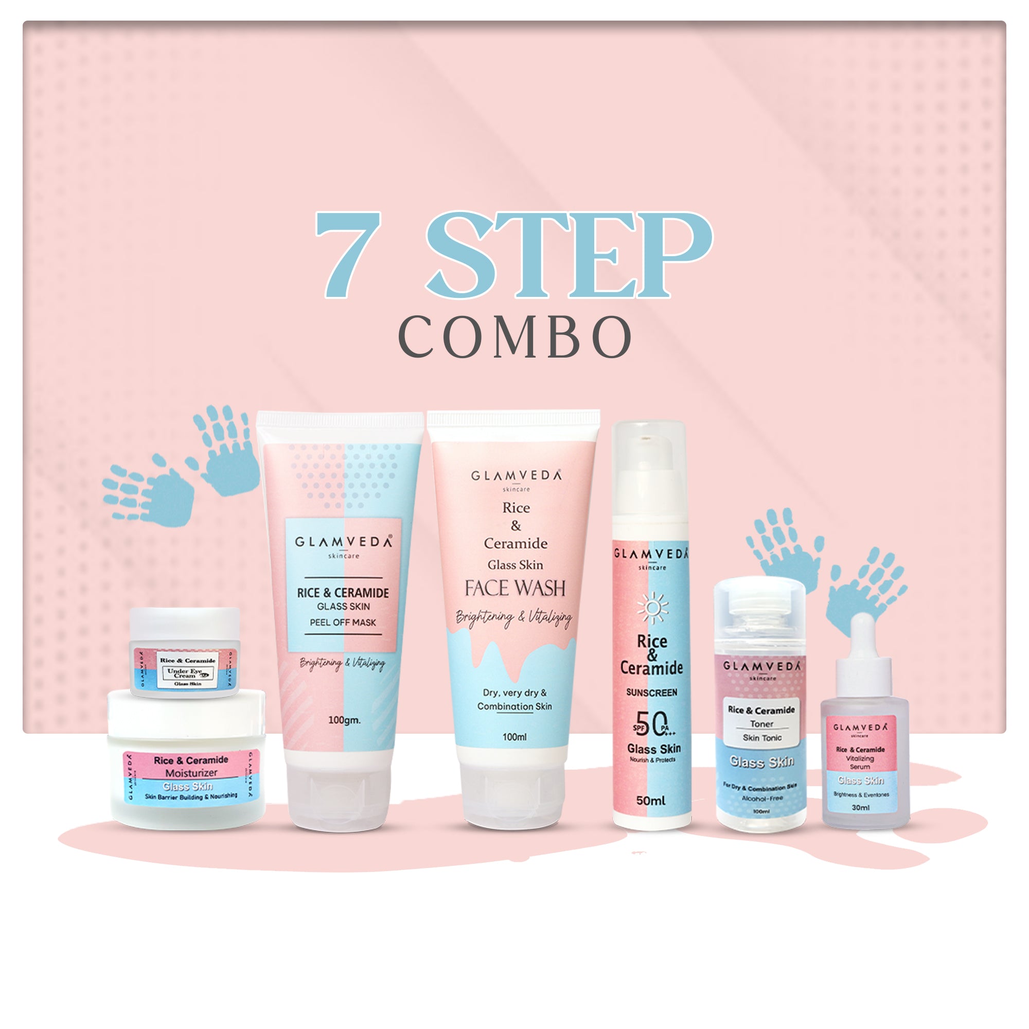 Glamveda Korean Glass Skin Rice & Ceramide 7 Step Gift Box | Face wash ...